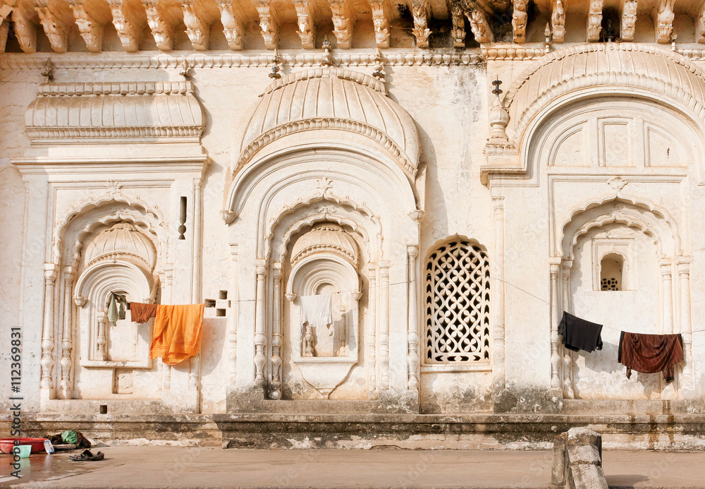 Indian architecture example. Old walls of indian family house with ...