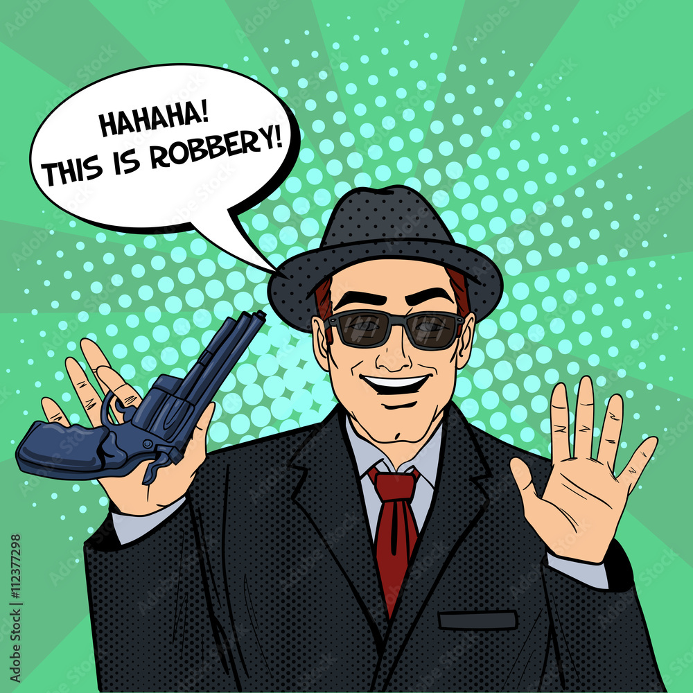 Mafioso with Gun. Retro Mafia Man. Pop Art Mafia Boss. Vector Stock ...