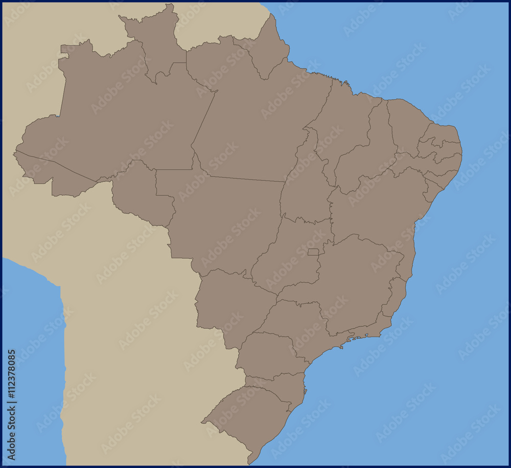Empty Political Map of Brazil Stock Vector | Adobe Stock