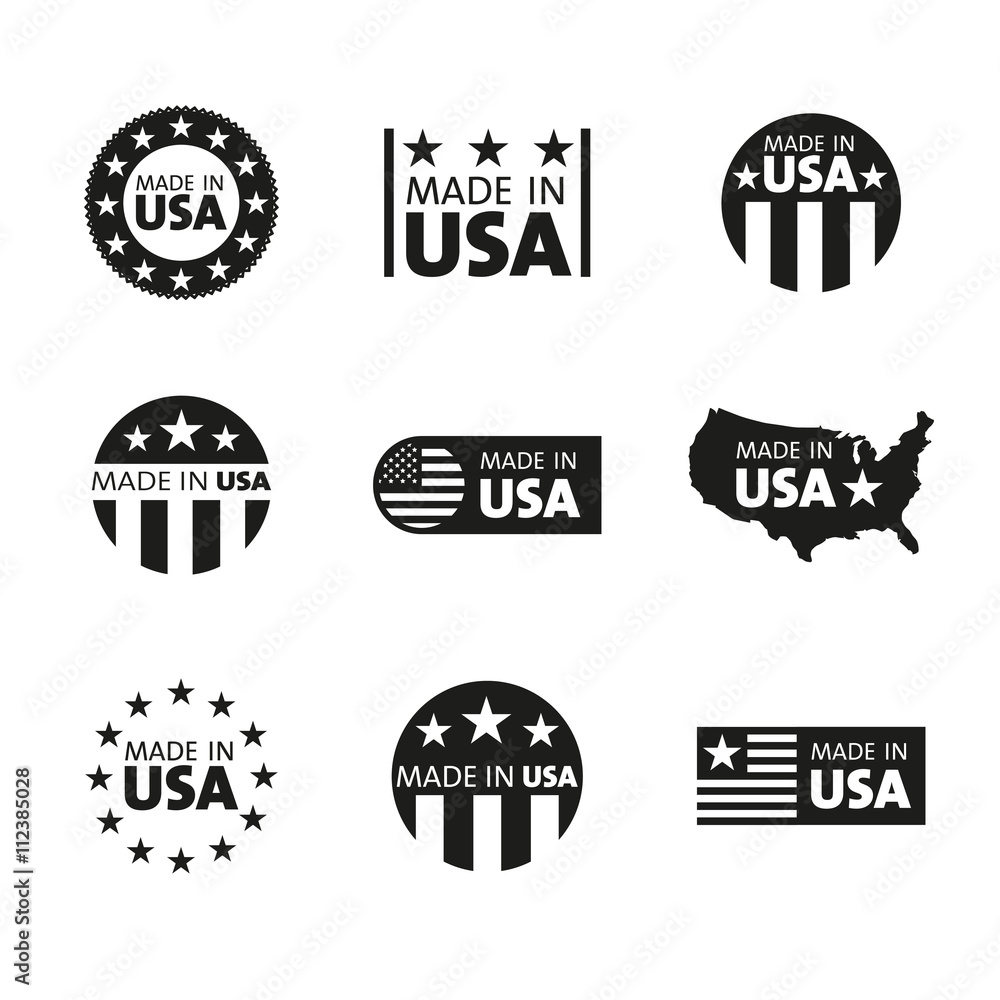 Vector set of made in the USA labels Stock Vector | Adobe Stock