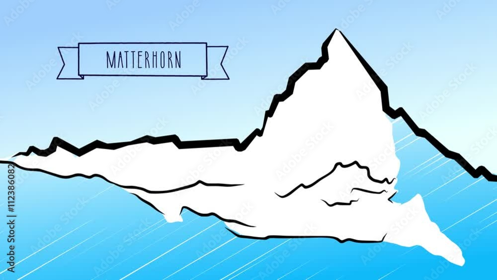 Matterhorn Hand drawn Outline Animation, Animated Lines, slow Zoom-in ...