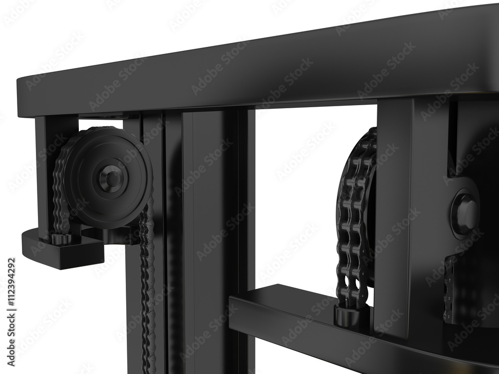 top loader mechanism of the forklift and chain drive. 3d rendering ...