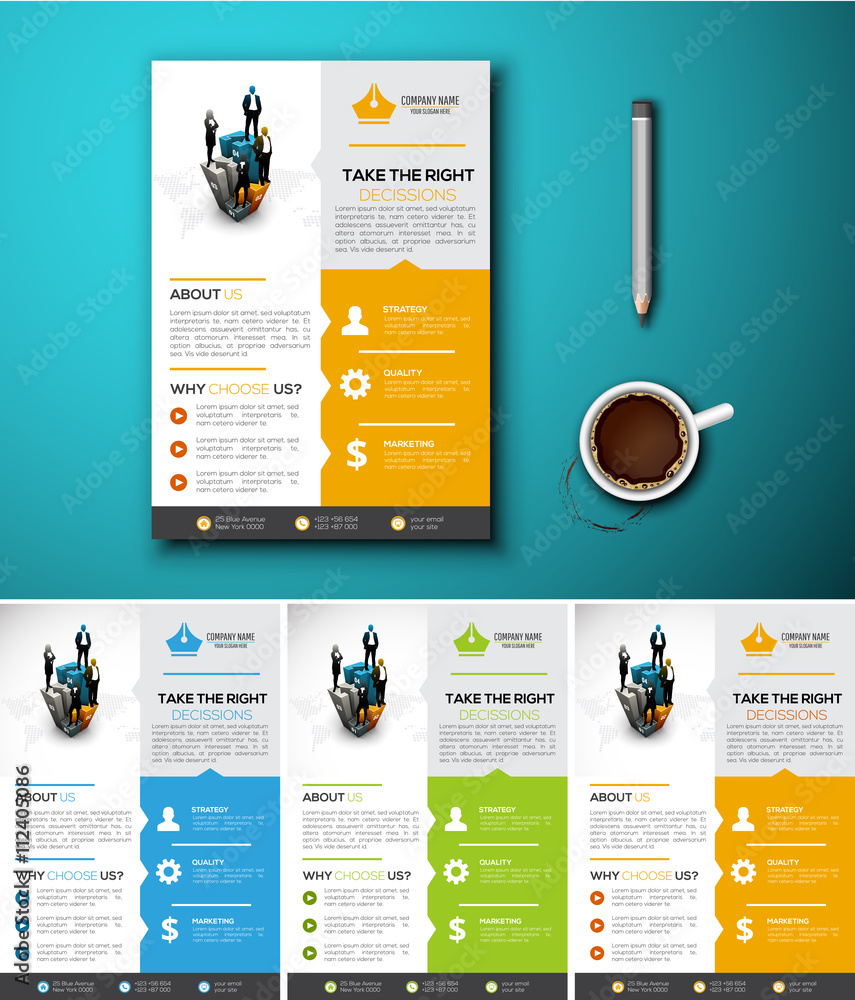 Corporate flyer. File contains text editable AI and PSD, EPS10,JPEG and ...