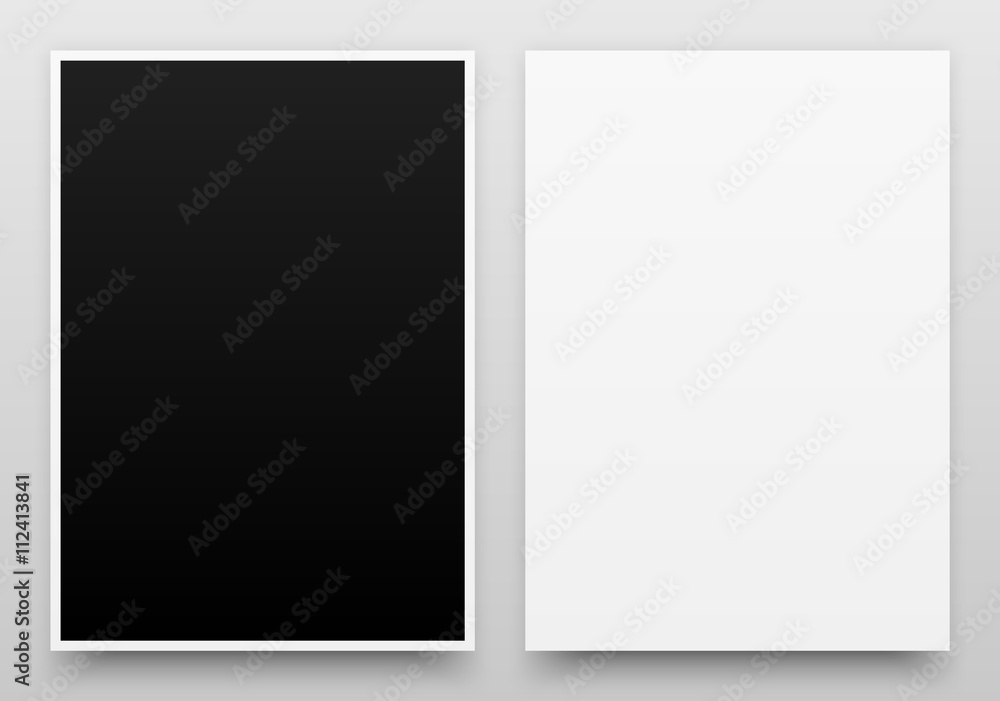 A2 white and black posters realistic template, mock-up with margins ...