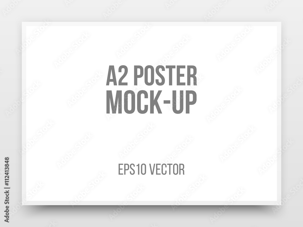 A2 white poster realistic template, mock-up with margins, realistic ...