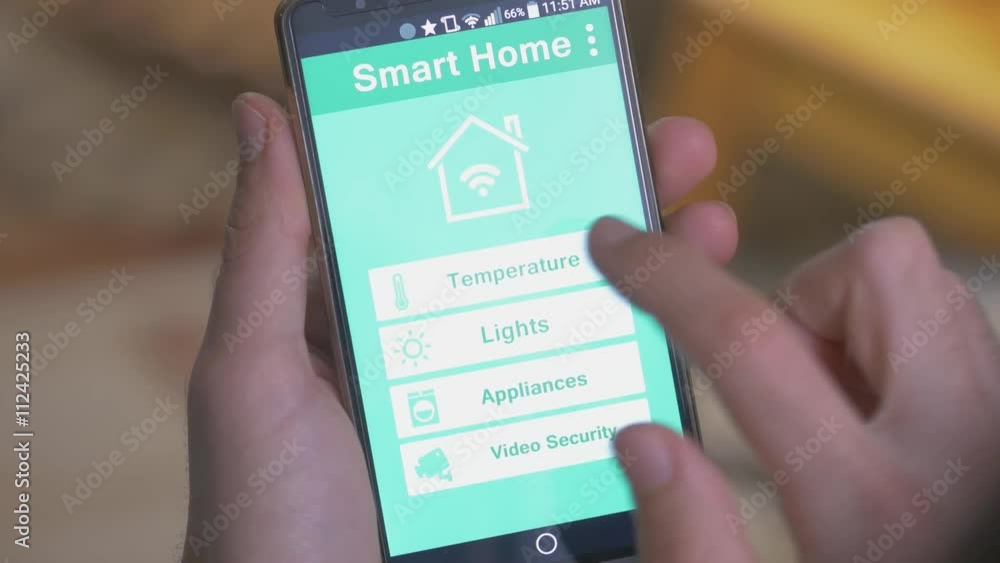 Home automation system on a digital smartphone screen to control the ...