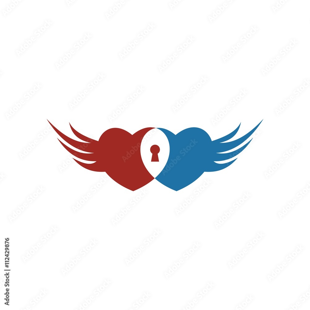 Logo Icon Vector Infinity Love Couple key lock template element wings ...