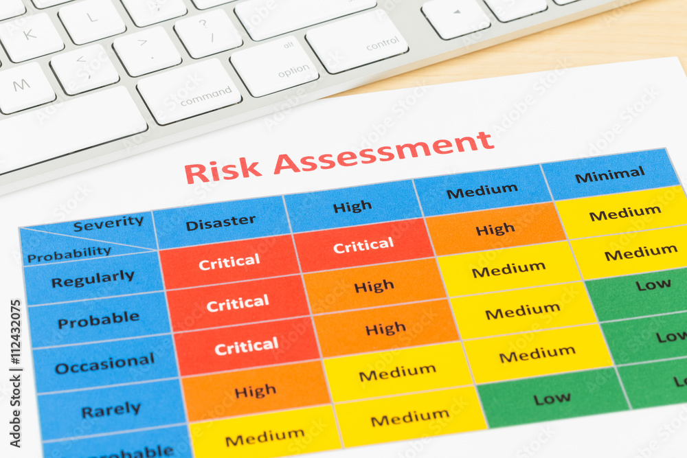 Risk management matrix chart with pen and keyboard Stock Photo | Adobe ...