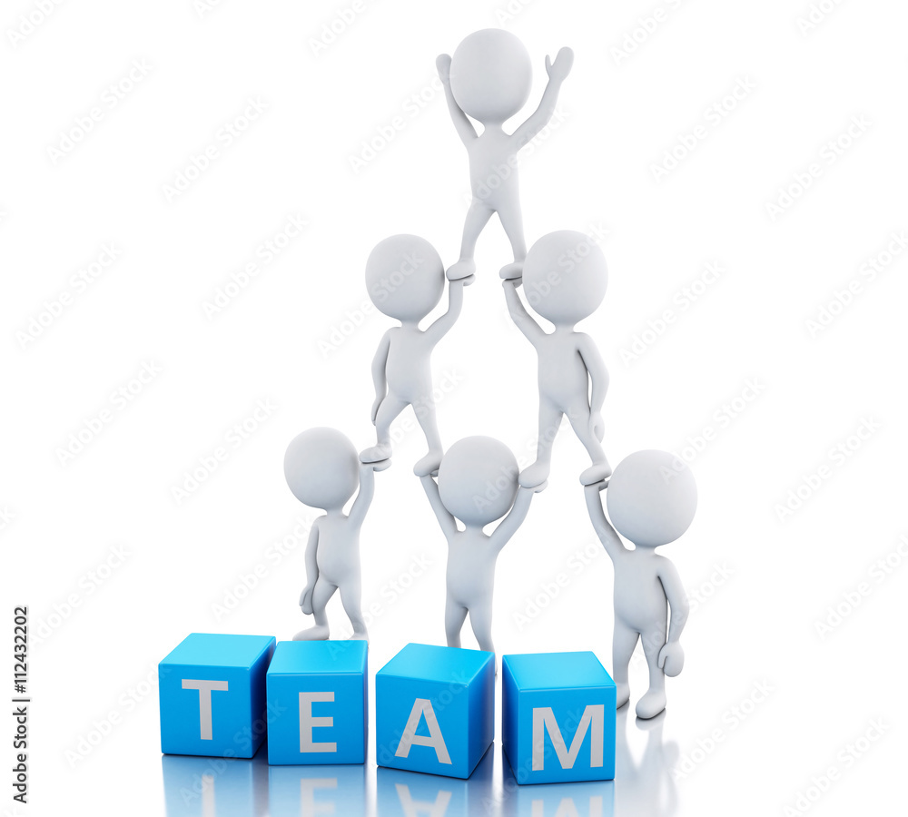 3d White people team work. Team work and business concept. Stock ...
