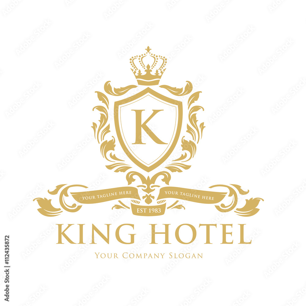 King hotel logo,K letter logo,crest logo,luxury brand design template ...