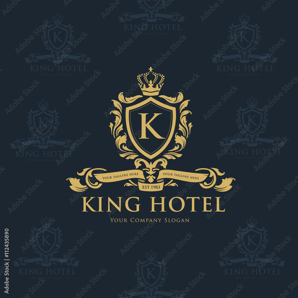 King hotel logo,K letter logo,crest logo,luxury brand design template ...