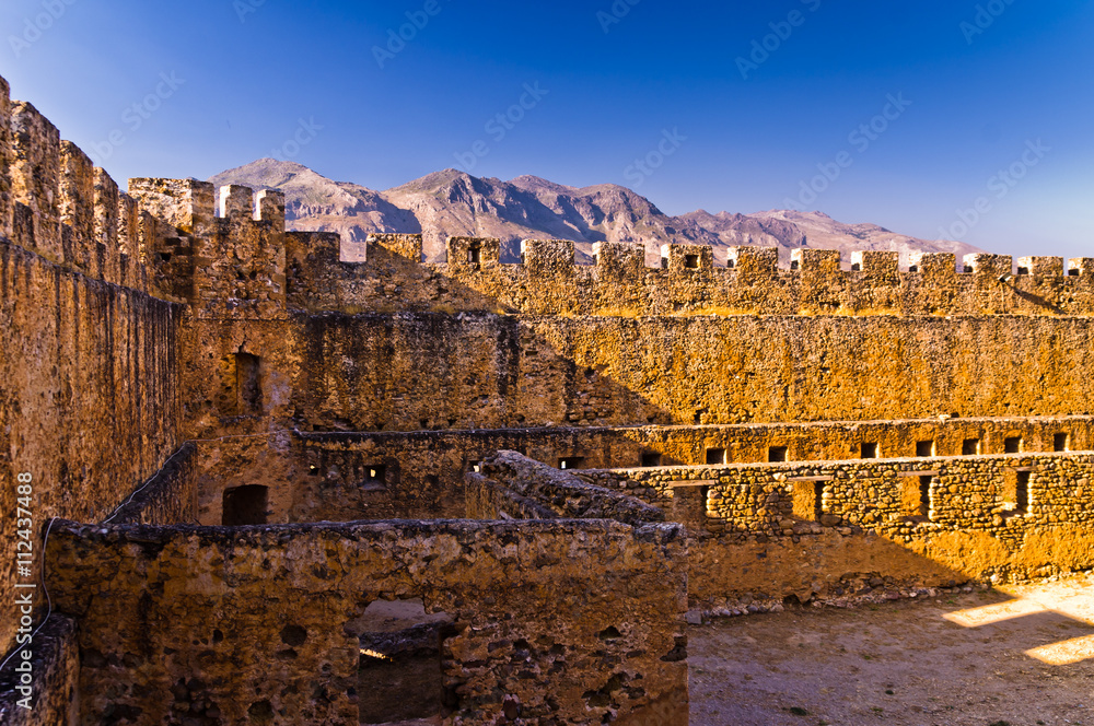 Inside bloody castle and fortress of Frangokastello, island of Crete ...