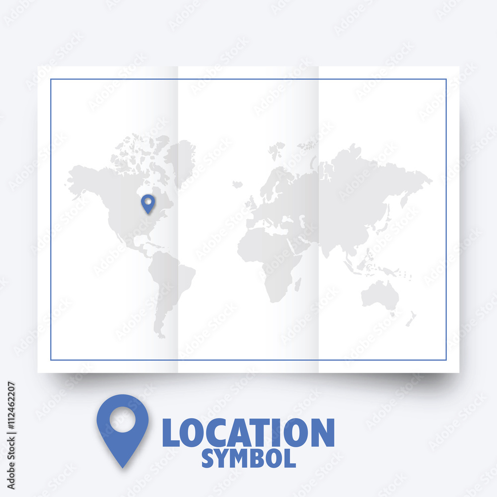 Location symbol. Map pointer, GPS location icon, world map. Stock ...