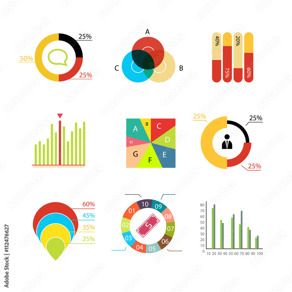 Vector infographic elements. Charts, diagrams, graphs Stock Vector ...