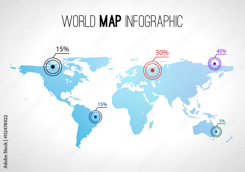 Abstract world map infographic with points and destinations Stock ...
