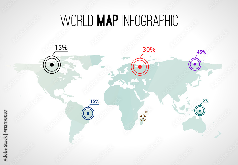Abstract world map infographic with points and destinations Stock ...