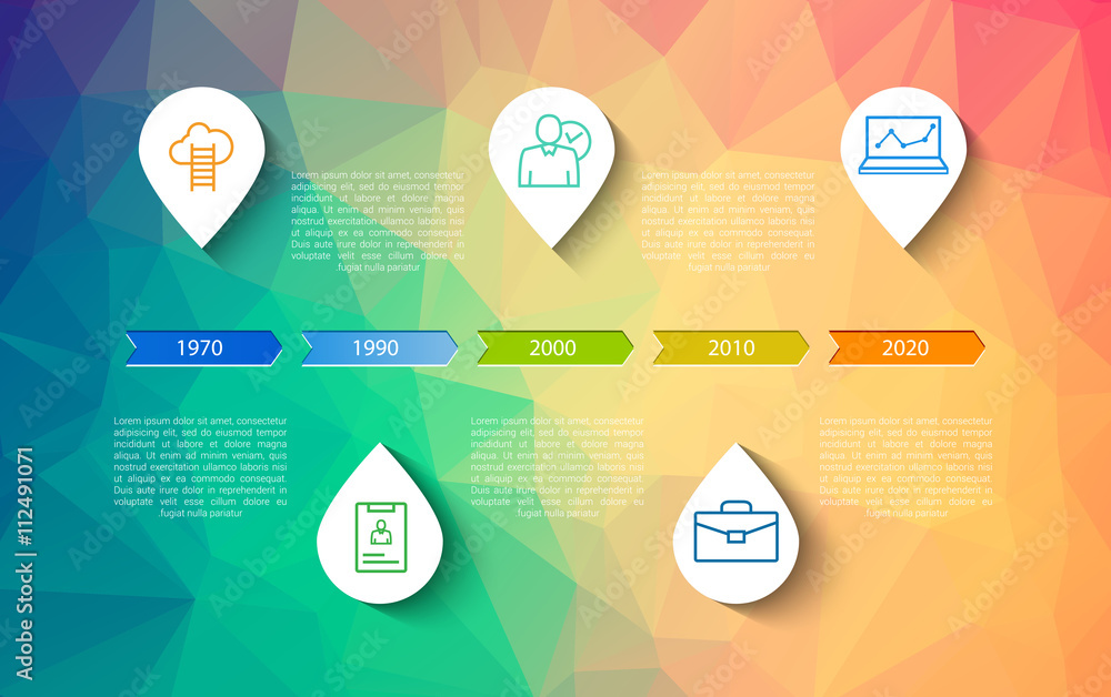Infographic timeline design concept - template with points and outline ...