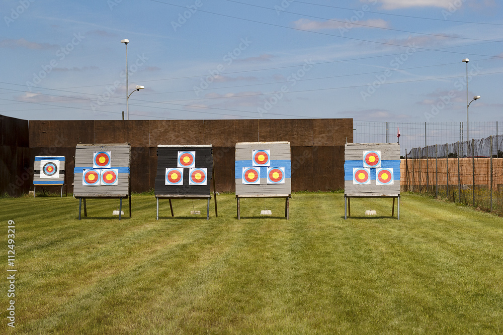 Diana. Flechas clavadas en la diana. Dianas para el tiro con arco. Tiro ...