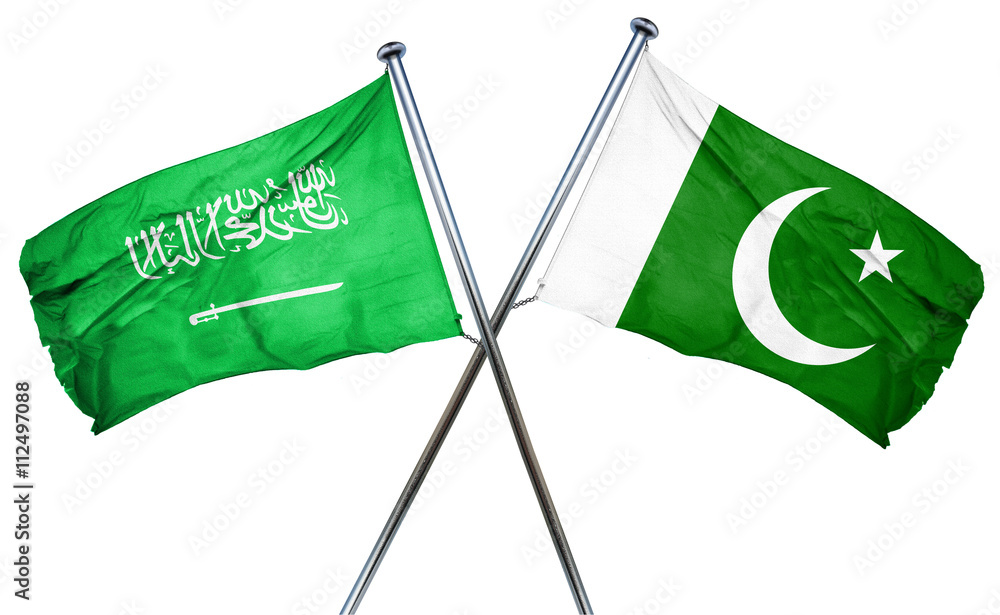 Saudi Arabia flag with Pakistan flag, 3D rendering Stock Illustration ...