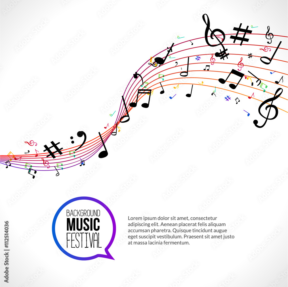 Colorful Music Notes In A Line