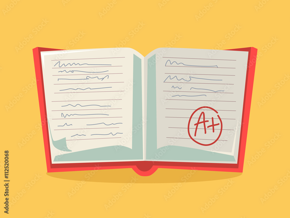 Good grade and excellent work. Examination notebook. Open notebook with ...