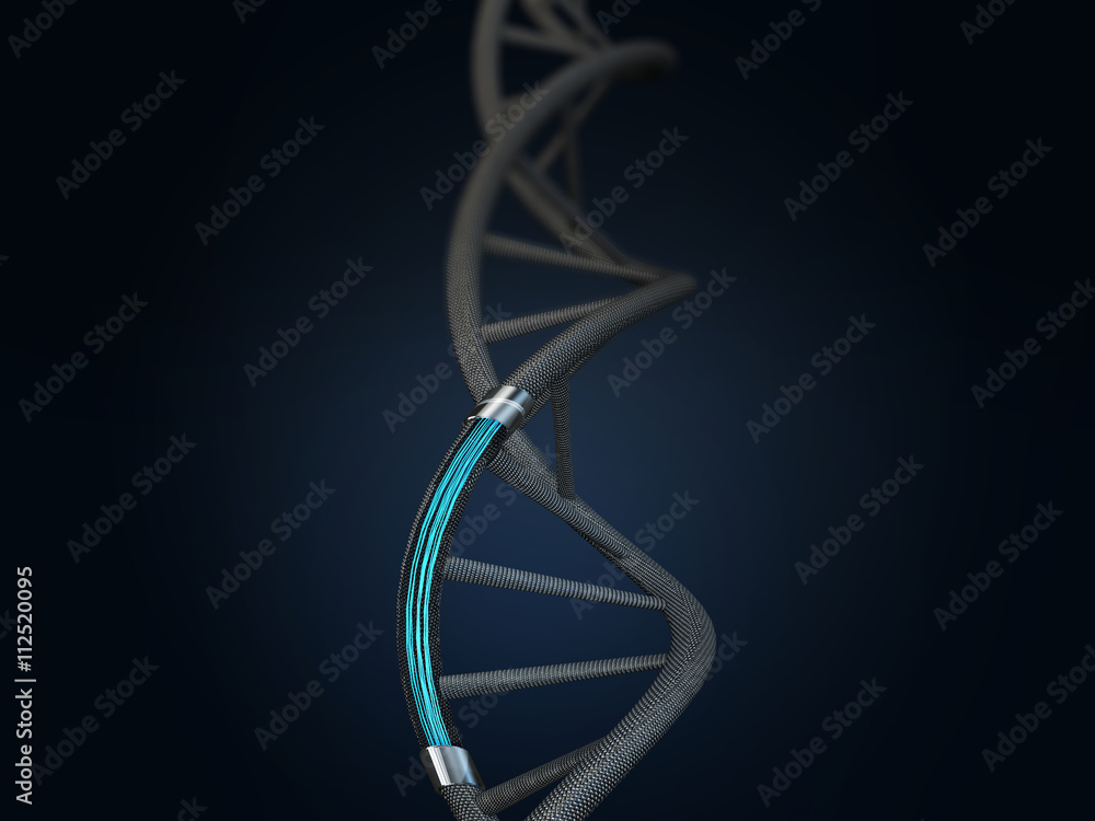 3d illustration of artificial DNA molecule. Artificial intelligence of ...