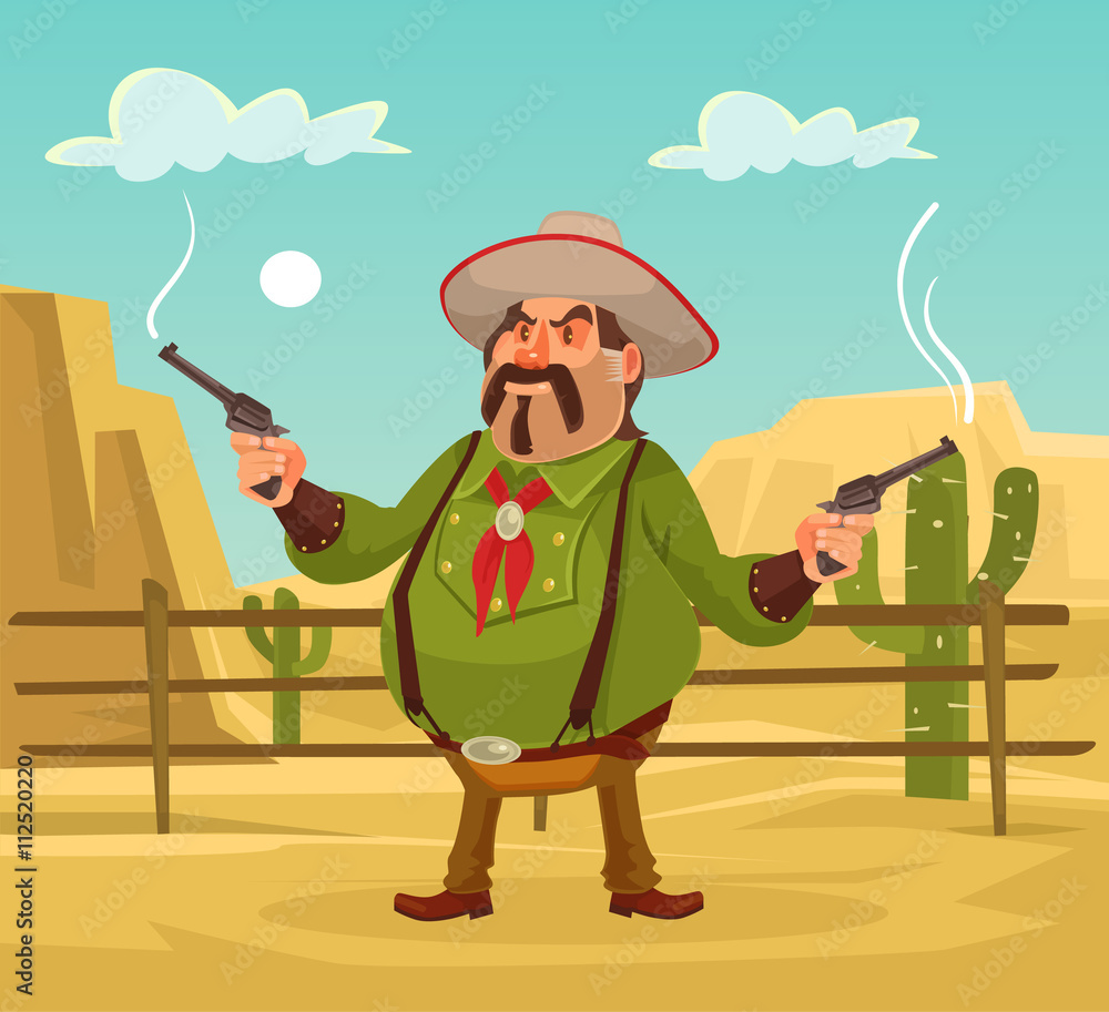 Mexican robber. Whild west. Vector flat cartoon illustration. Robber in ...
