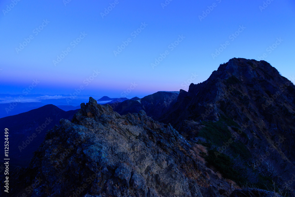 Mt.Aka before dawn at the Yatsugatake mountains in Nagano, Japan Stock ...
