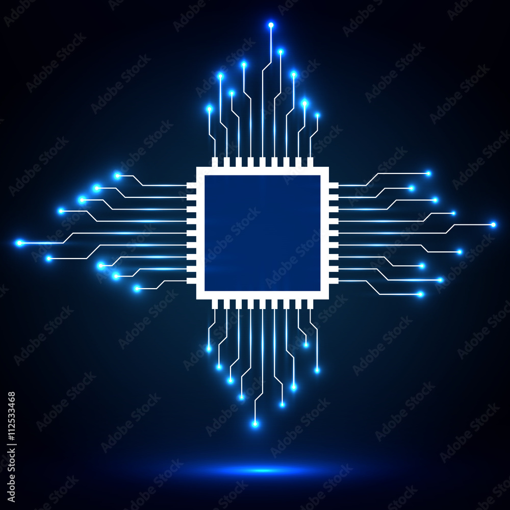 Cpu. Microprocessor. Microchip. Abstract technology symbol, circuit ...