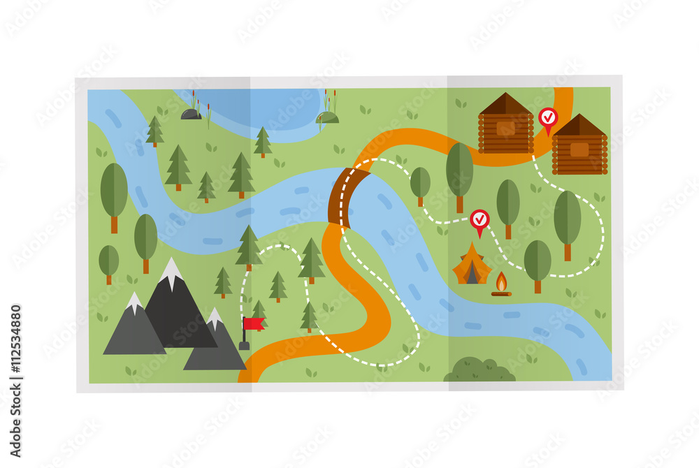 Travel route map vector illustration. Stock Vector | Adobe Stock