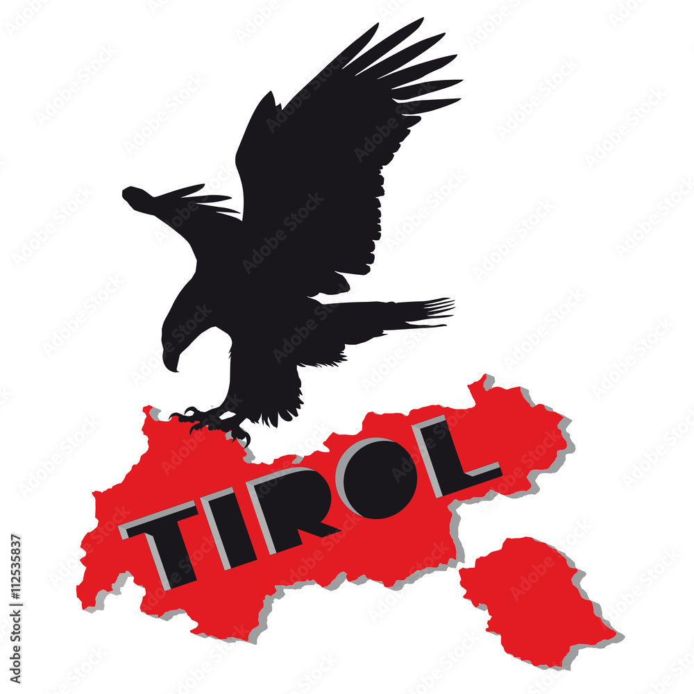 Landkarte des Bundeslandes Tirol mit Adler. Stock Photo | Adobe Stock
