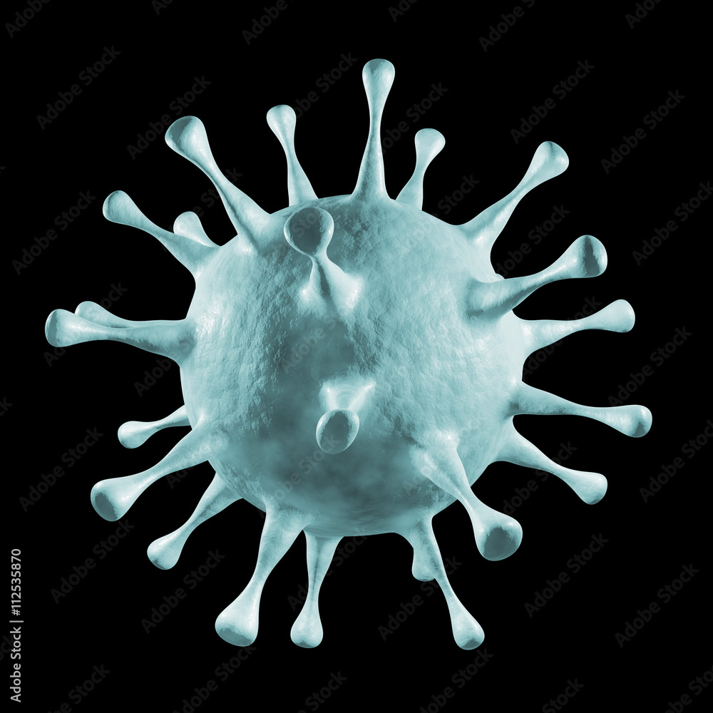 Virus isolated on black background, 3D illustration Stock Illustration ...