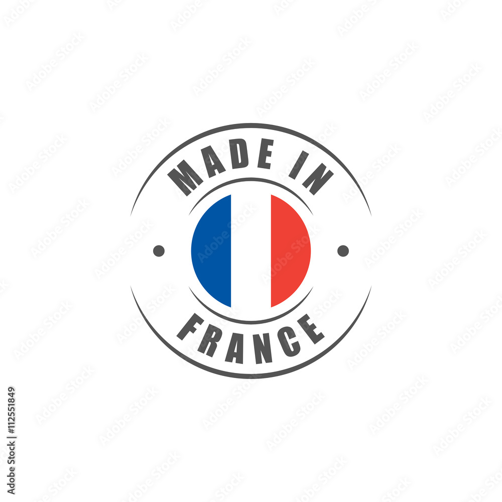 Photo & Art Print Round "Made in France" label with French flag, aguiters