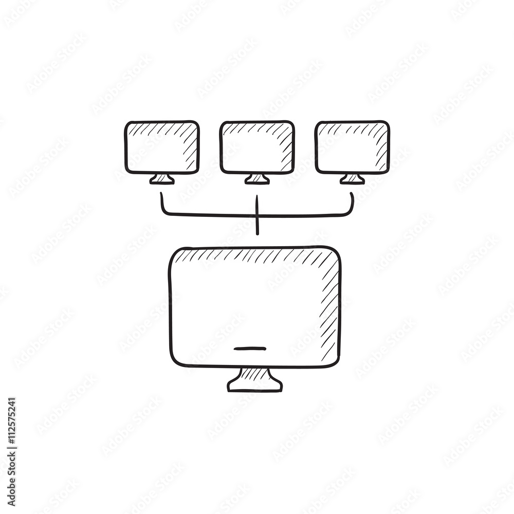 Computer network sketch icon. Stock Vector | Adobe Stock