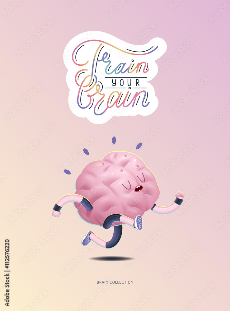 Train your brain poster - the vector illustration of a training running ...