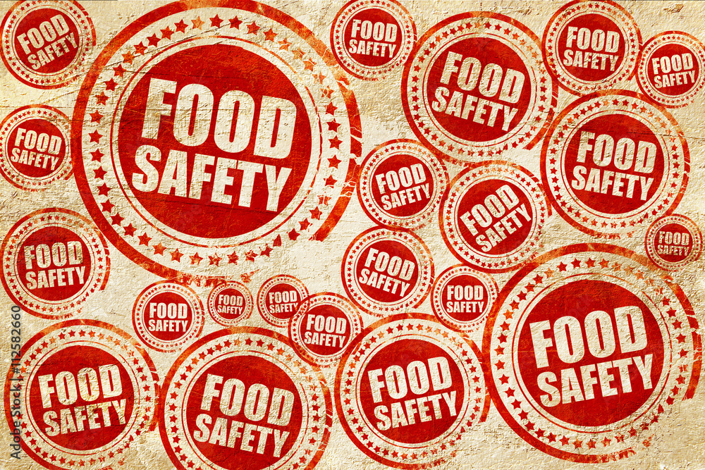 food safety, red stamp on a grunge paper texture Stock Illustration ...