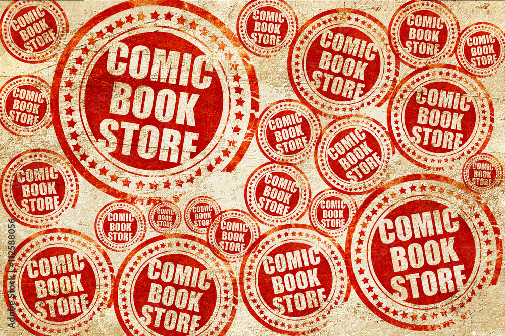 comic book store, red stamp on a grunge paper texture Stock ...