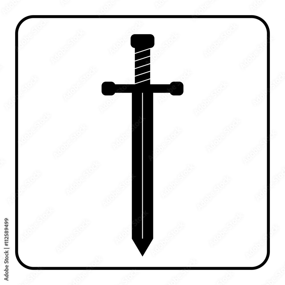 Medieval sword icon. Black silhouette isolated on white background ...