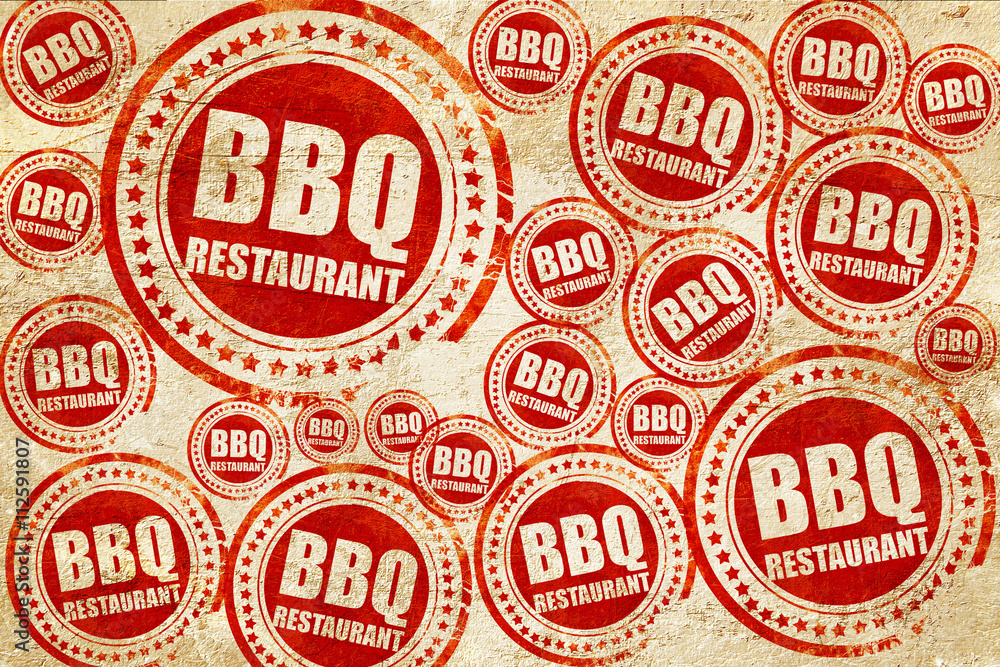 bbq restaurant, red stamp on a grunge paper texture Stock Illustration ...