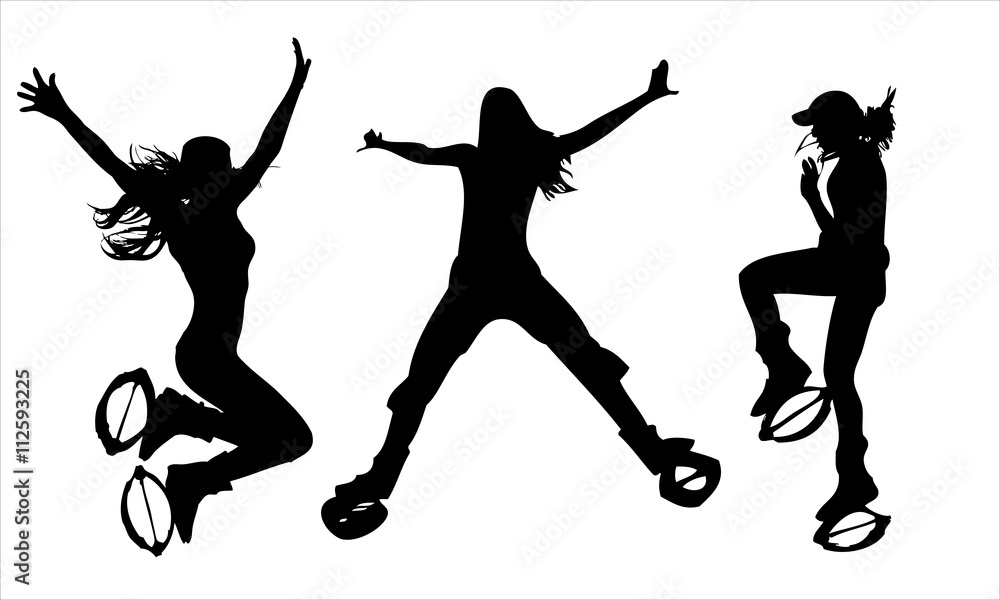 3 Frauen beim Kangoo Jumps Stock Vector | Adobe Stock