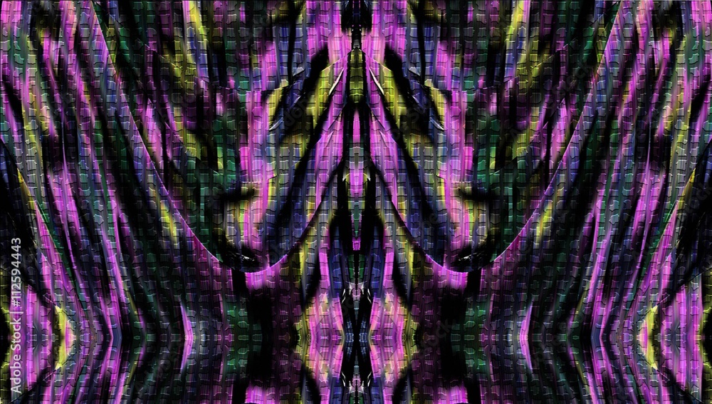 Theater. Masks. Patterns The painting depicts a theater curtain with ...