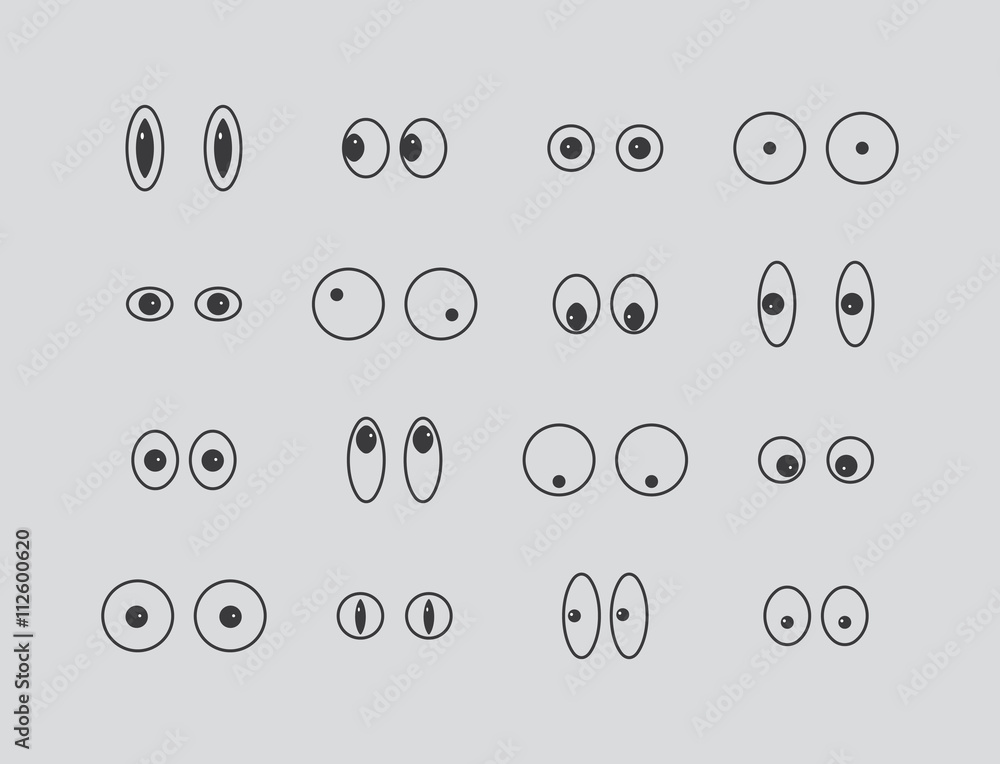 Set of eye emoticon vector isolated on gray background. Emoji vector ...