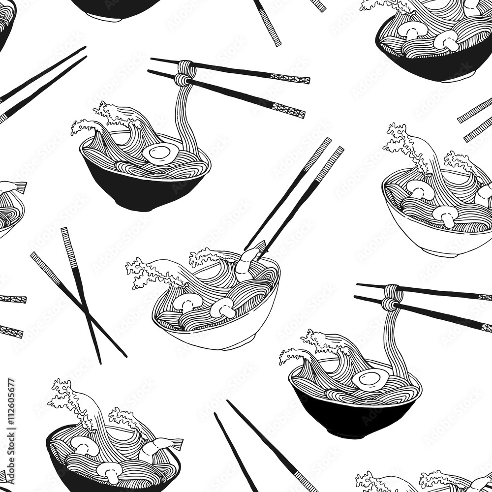 noodle wave in bowl pattern in vector Stock Vector | Adobe Stock