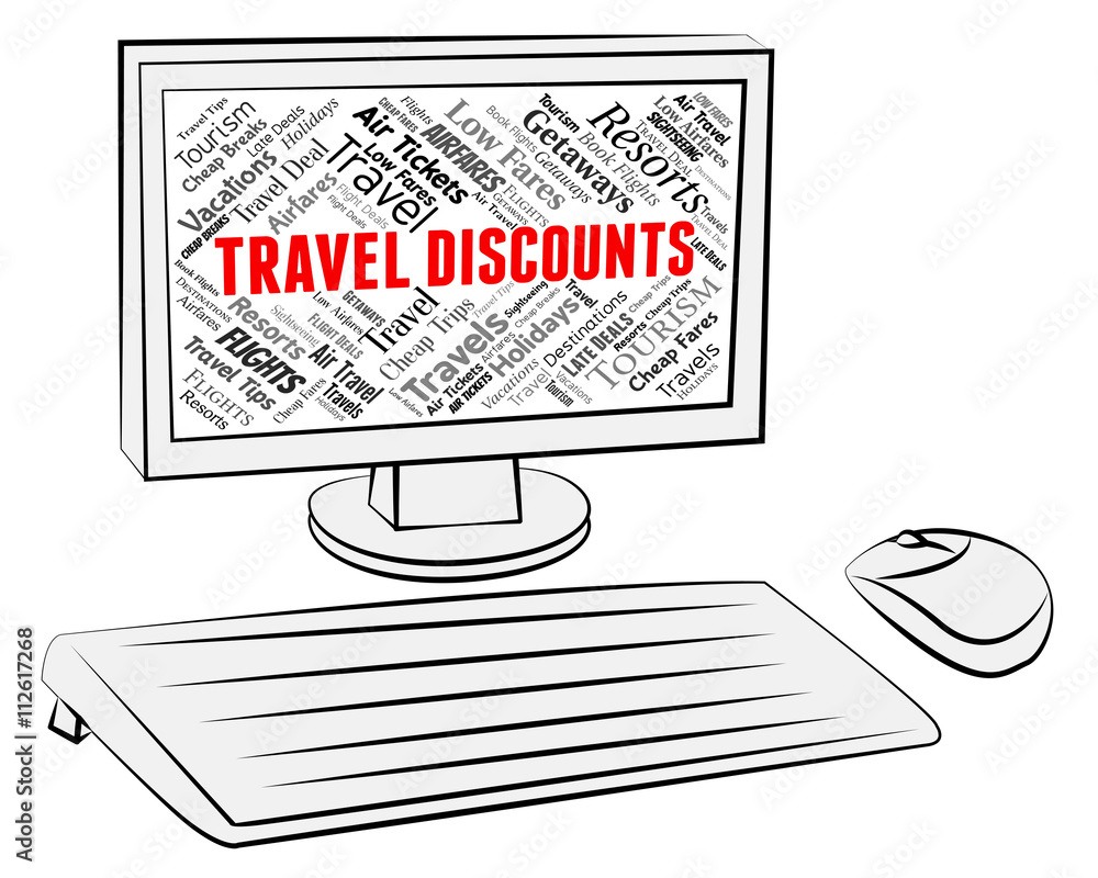 Travel Discounts Represents Travelling Vacations And Bargains Stock ...