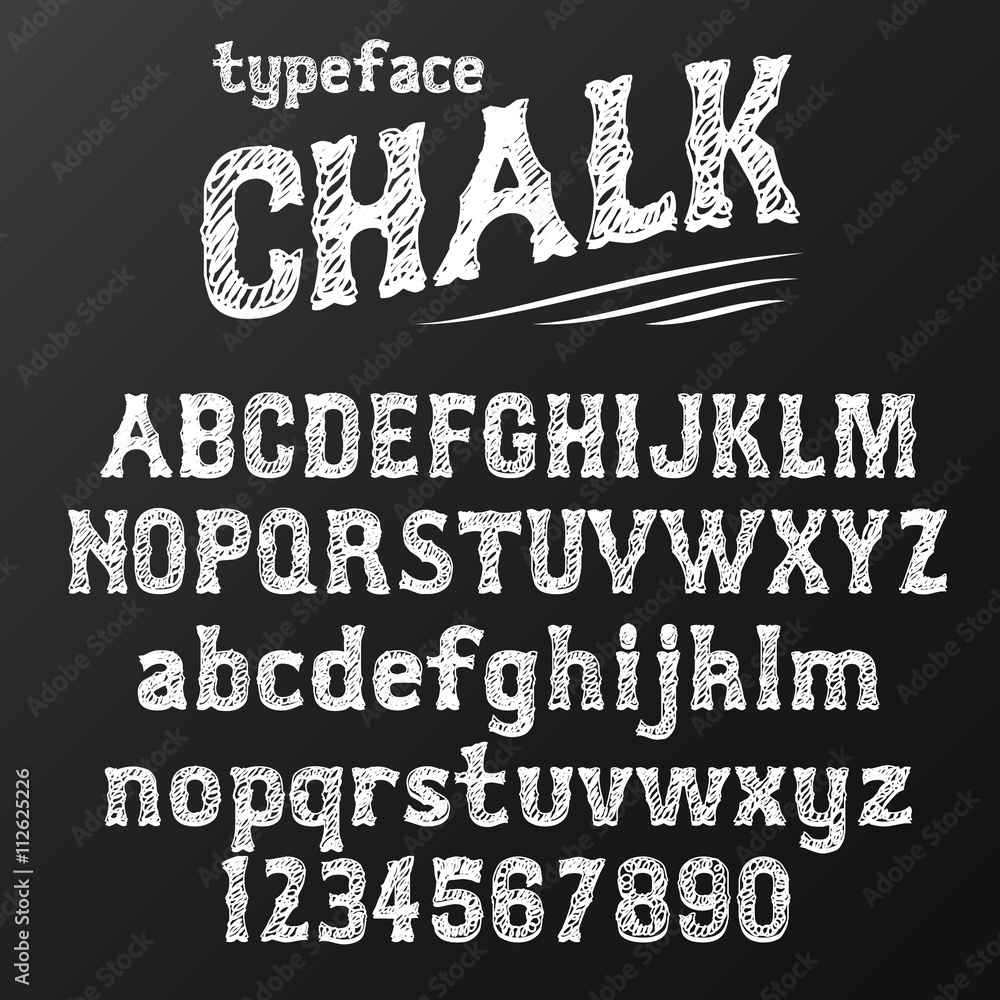Chalkboard font / chalk font, chalkboard typeface Stock Vector | Adobe ...