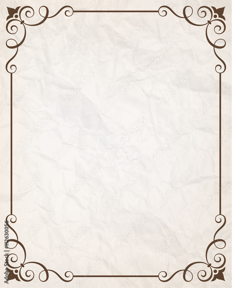 Simple Calligraphic Frame With Wrinkled Paper Texture Stock Vector ...