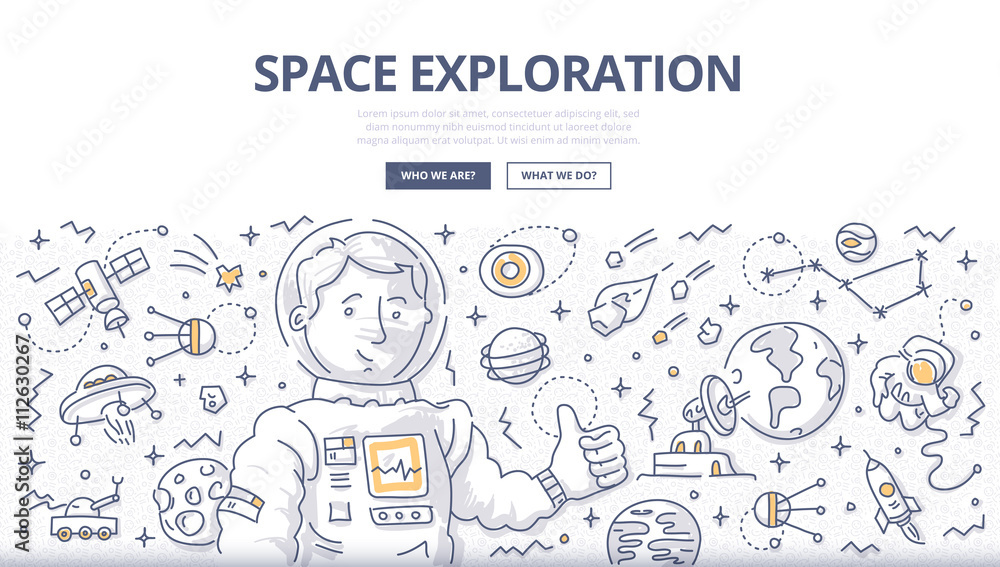 Space Exploration Doodle Concept Stock Vector | Adobe Stock