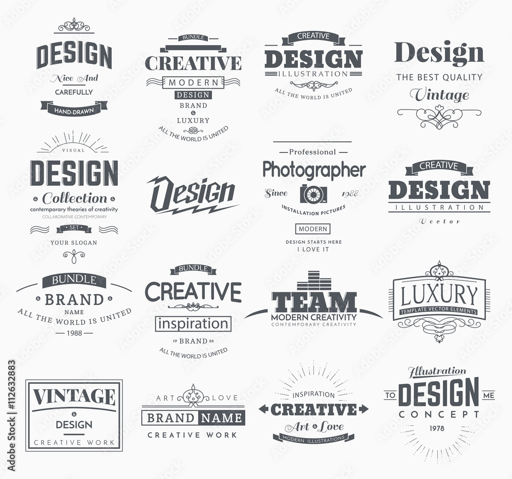 Retro Creative Vintage labels template and Logo set. Vector design ...