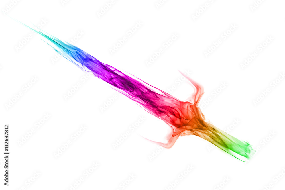 colorful fire flame sword isolated on white Stock Illustration | Adobe ...