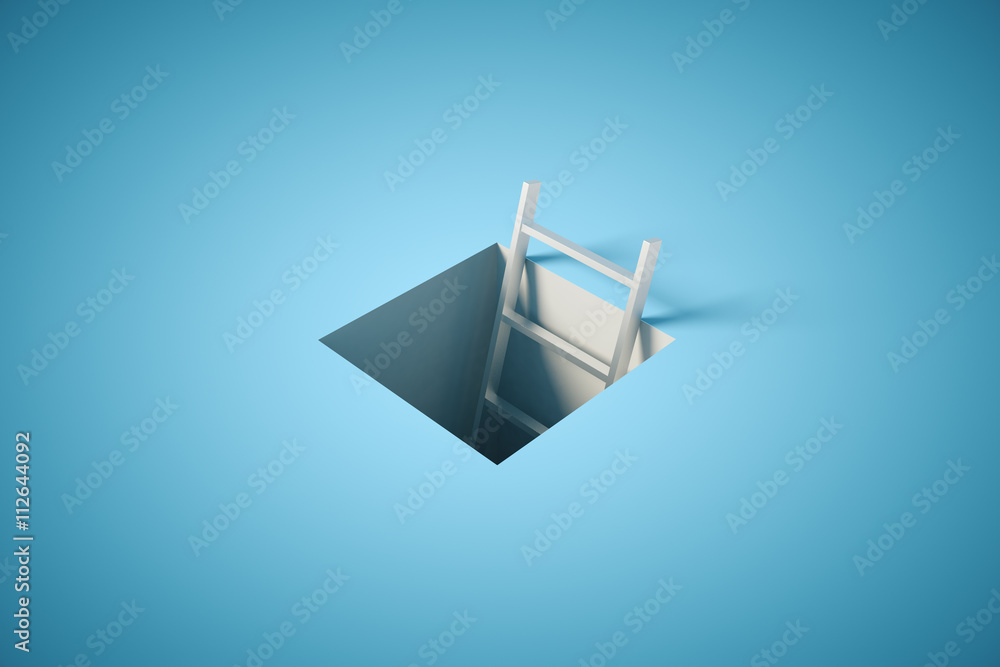 Success concept blue ladder Stock Illustration | Adobe Stock